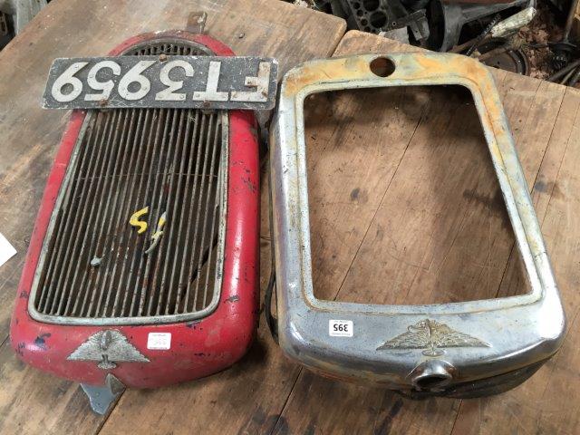 An Austin 7 chrome plated radiator surround and a later Ruby type ...