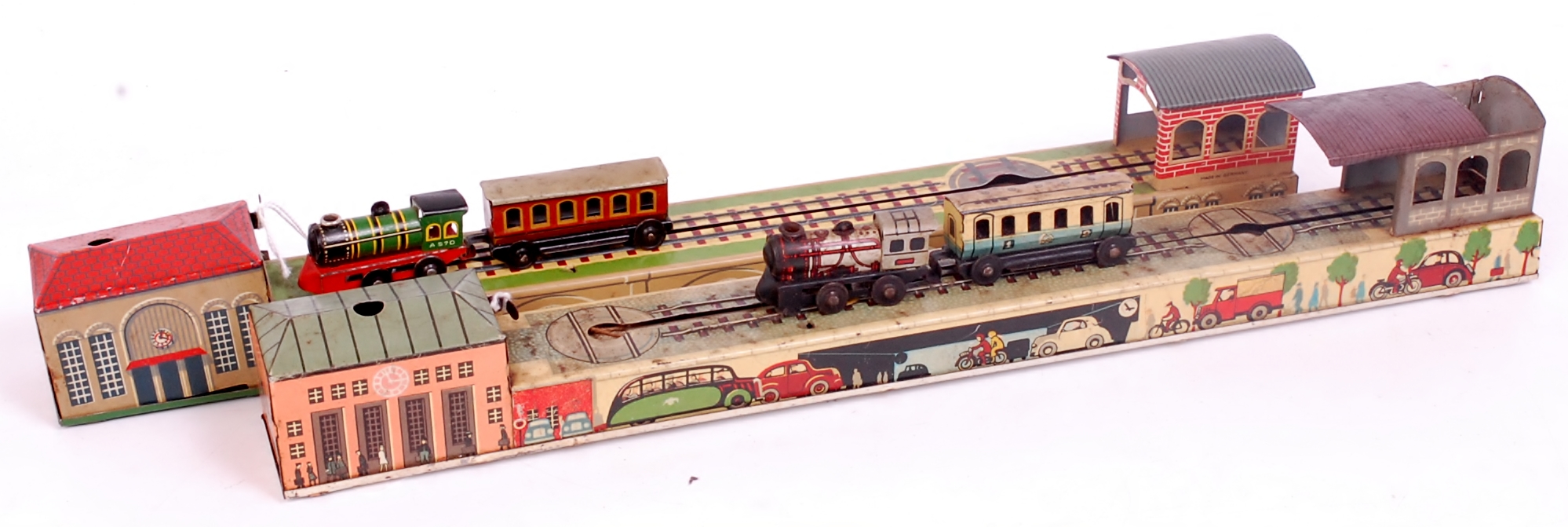 Arnold (Germany) tinplate clockwork Train set comprising of detailed ...