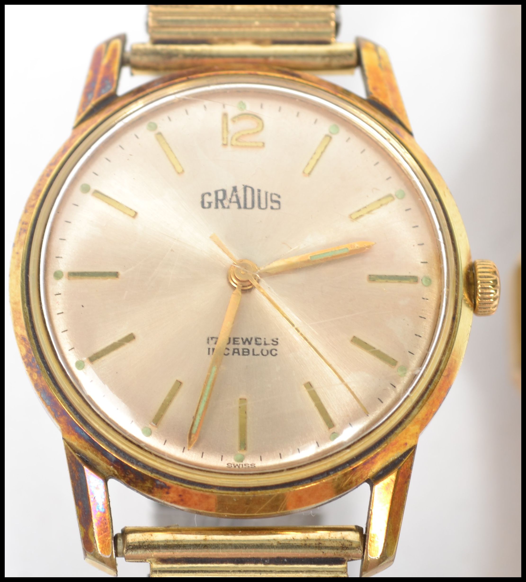 A vintage 20th century Gradus gents gold plated wrist watch together ...