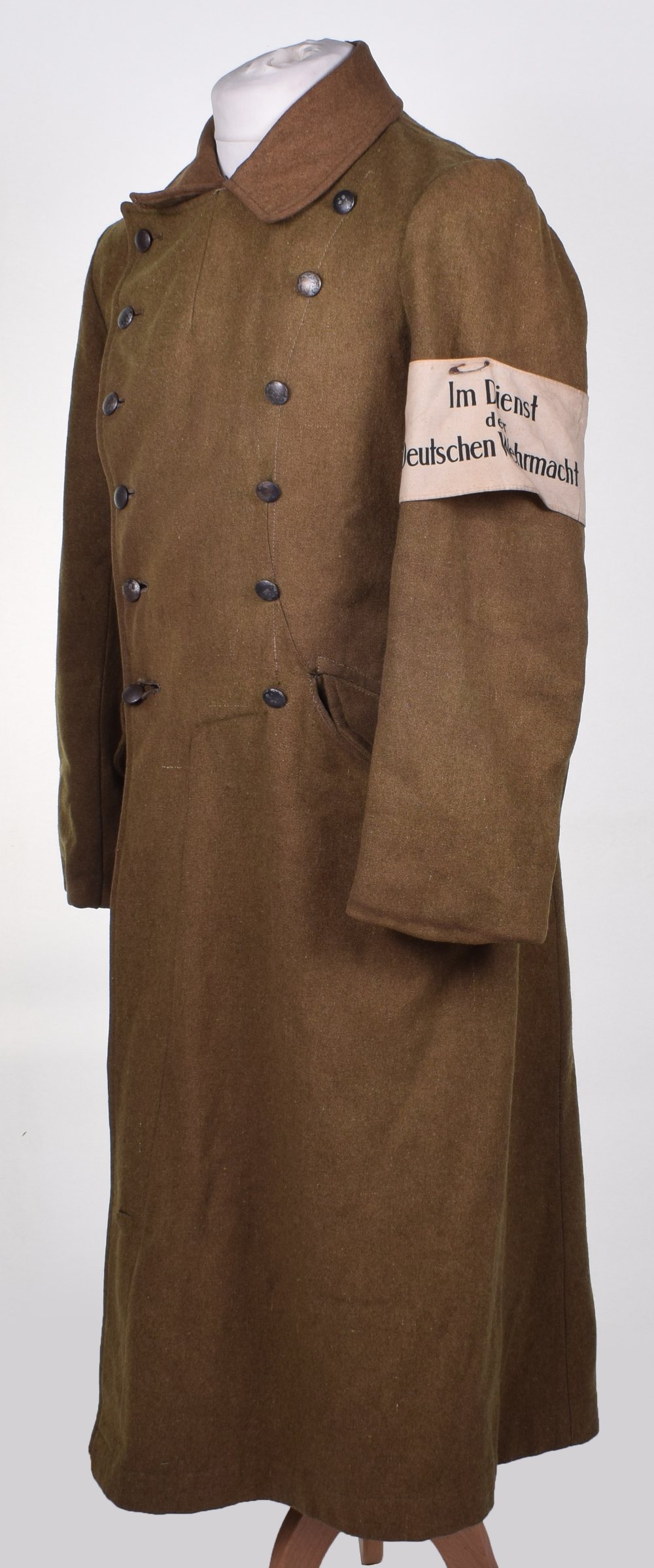 WW2 German RAD Greatcoat, brown wool double breasted greatcoat with ...