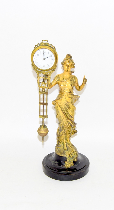 Genuine Bronze Pendulum Lady Statue Clock