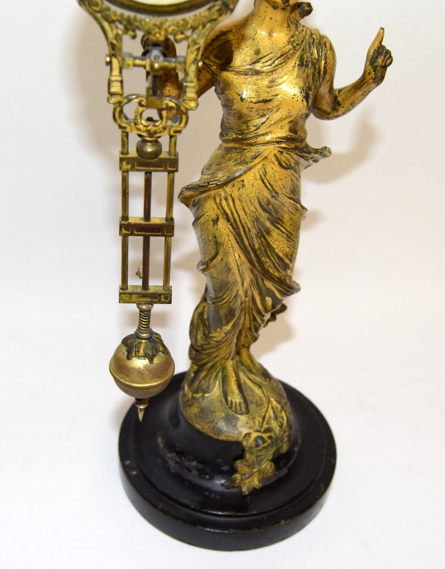 Genuine Bronze Pendulum Lady Statue Clock