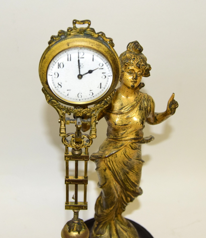 Genuine Bronze Pendulum Lady Statue Clock