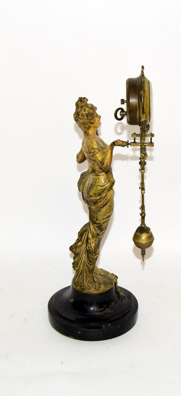 Genuine Bronze Pendulum Lady Statue Clock