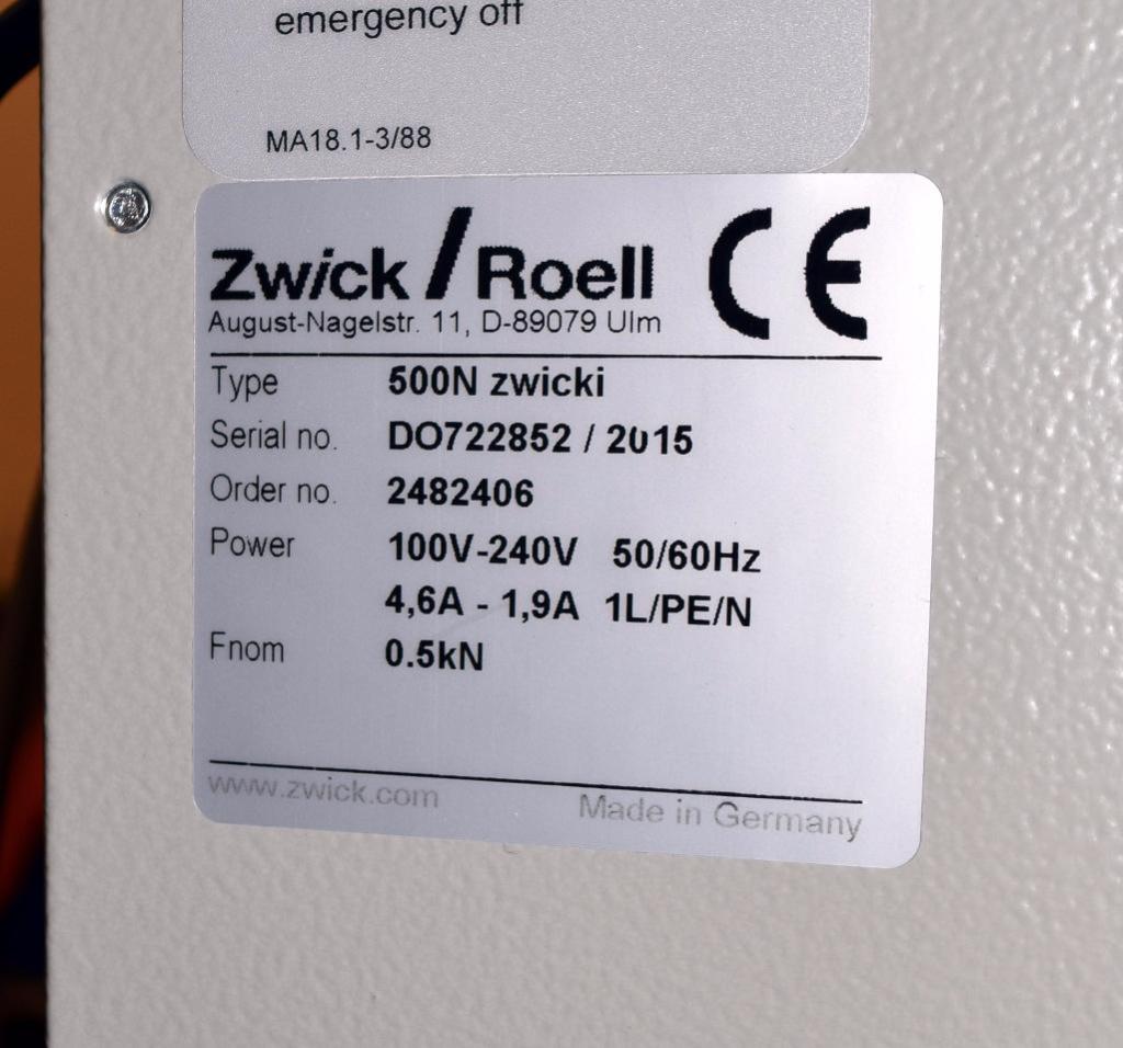 Zwick/Roell 500N Zwicki Line Testing Machine. Type Z0.5TS, serial ...