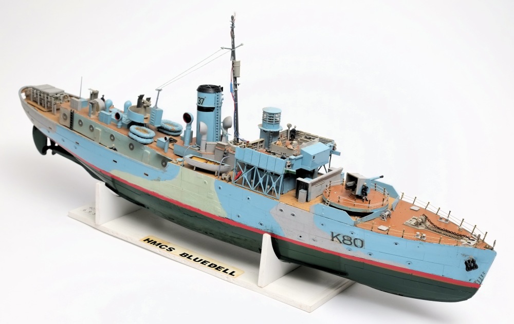 A scale model of the Flower-class corvette HMS Bluebell:.