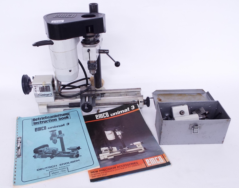 Emco Unimat 3 precision lathe, no. 81020740, with instruction manual ...