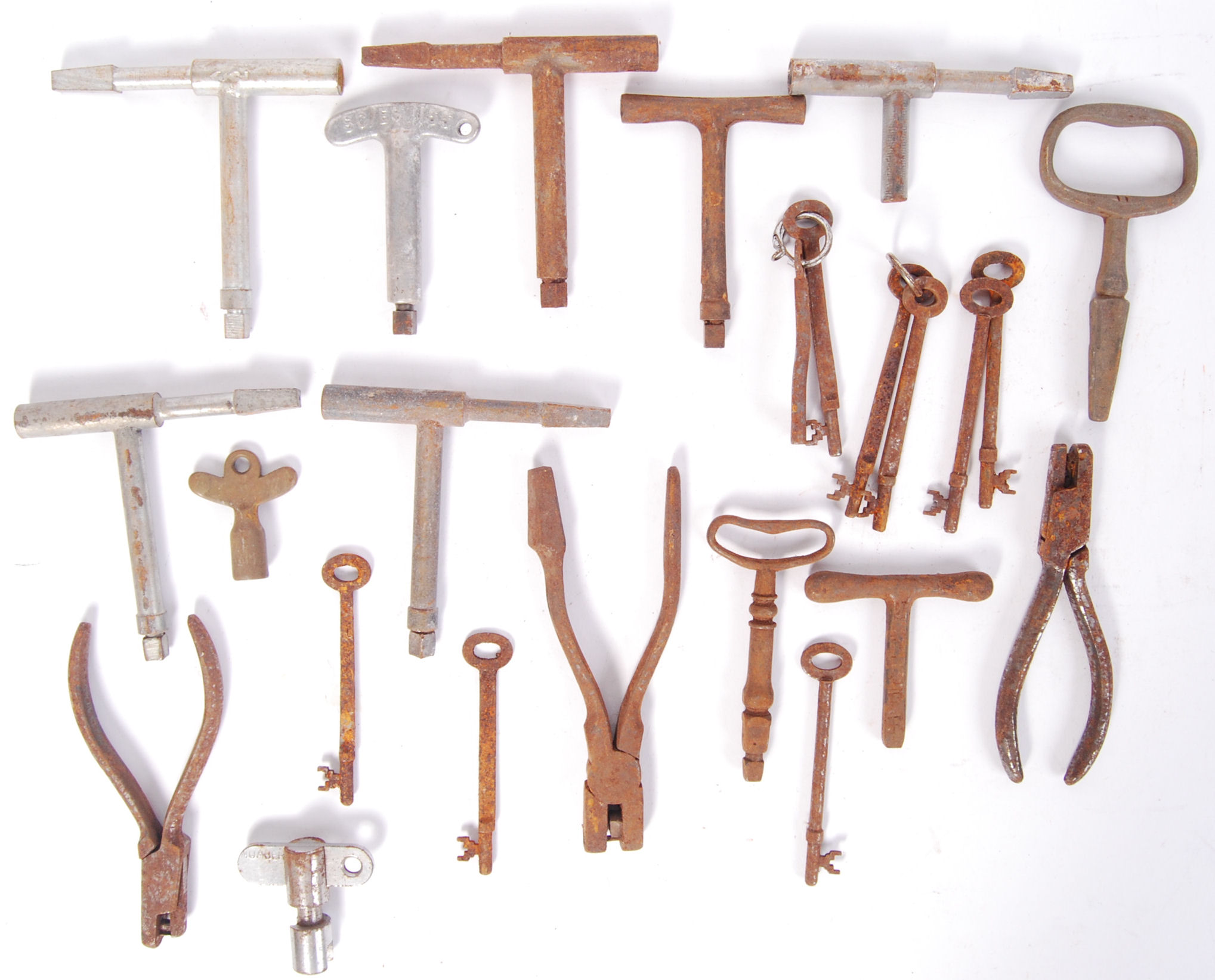 A collection of vintage railway & carriage keys to include; 7x rail key ...