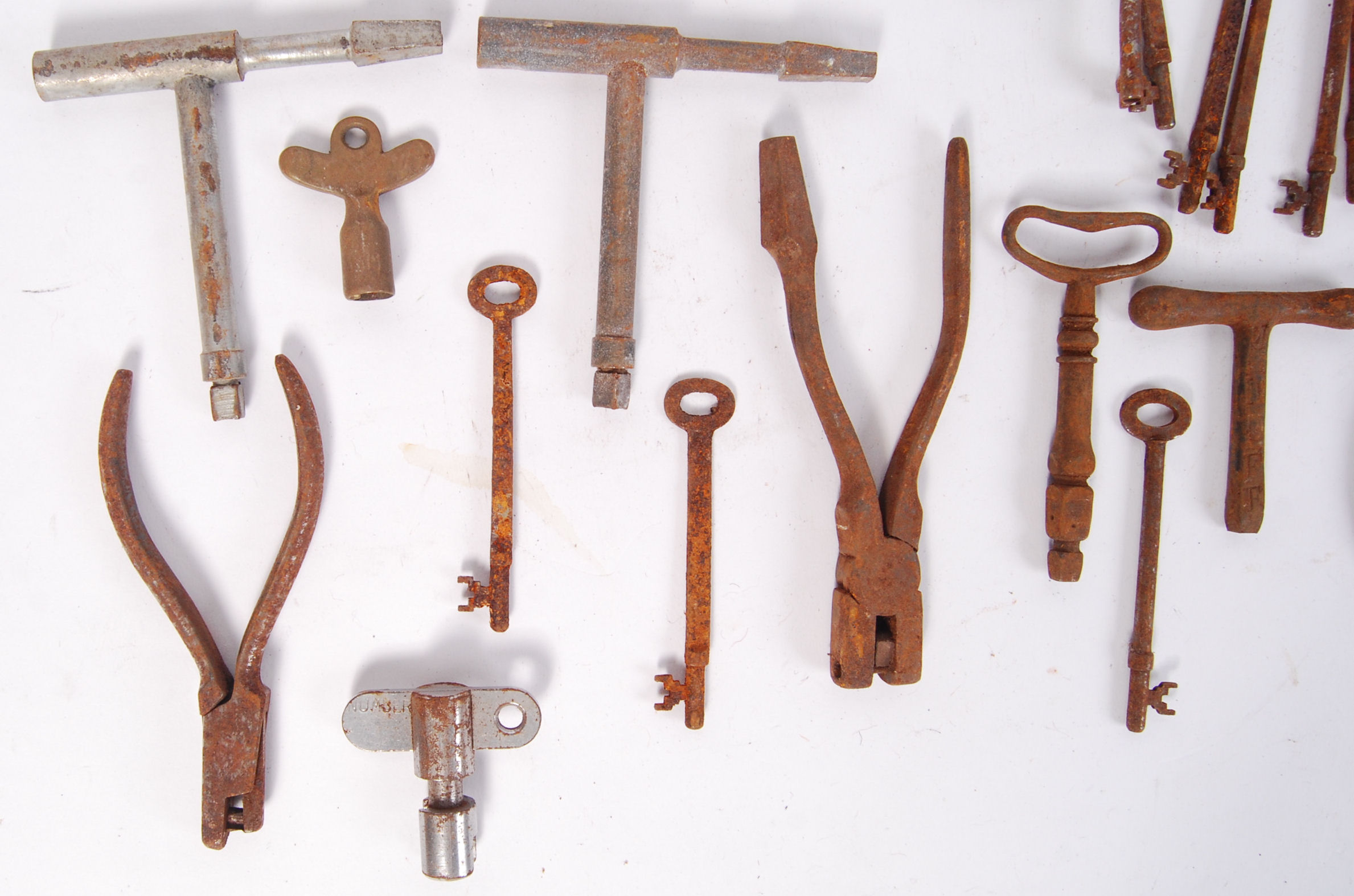 A collection of vintage railway & carriage keys to include; 7x rail key ...