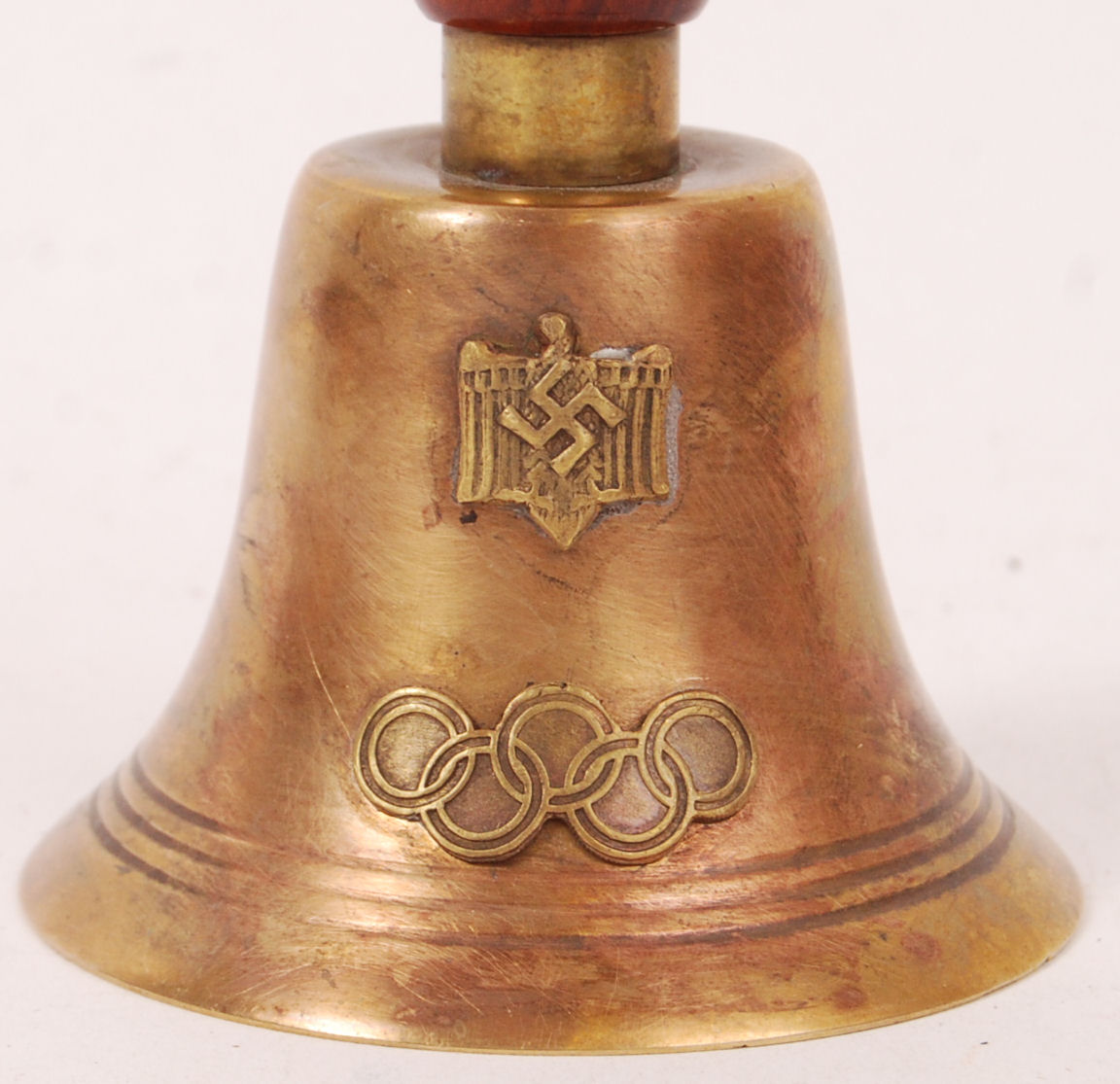A 20th century brass bell with German Third Reich / Nazi Swastika ...