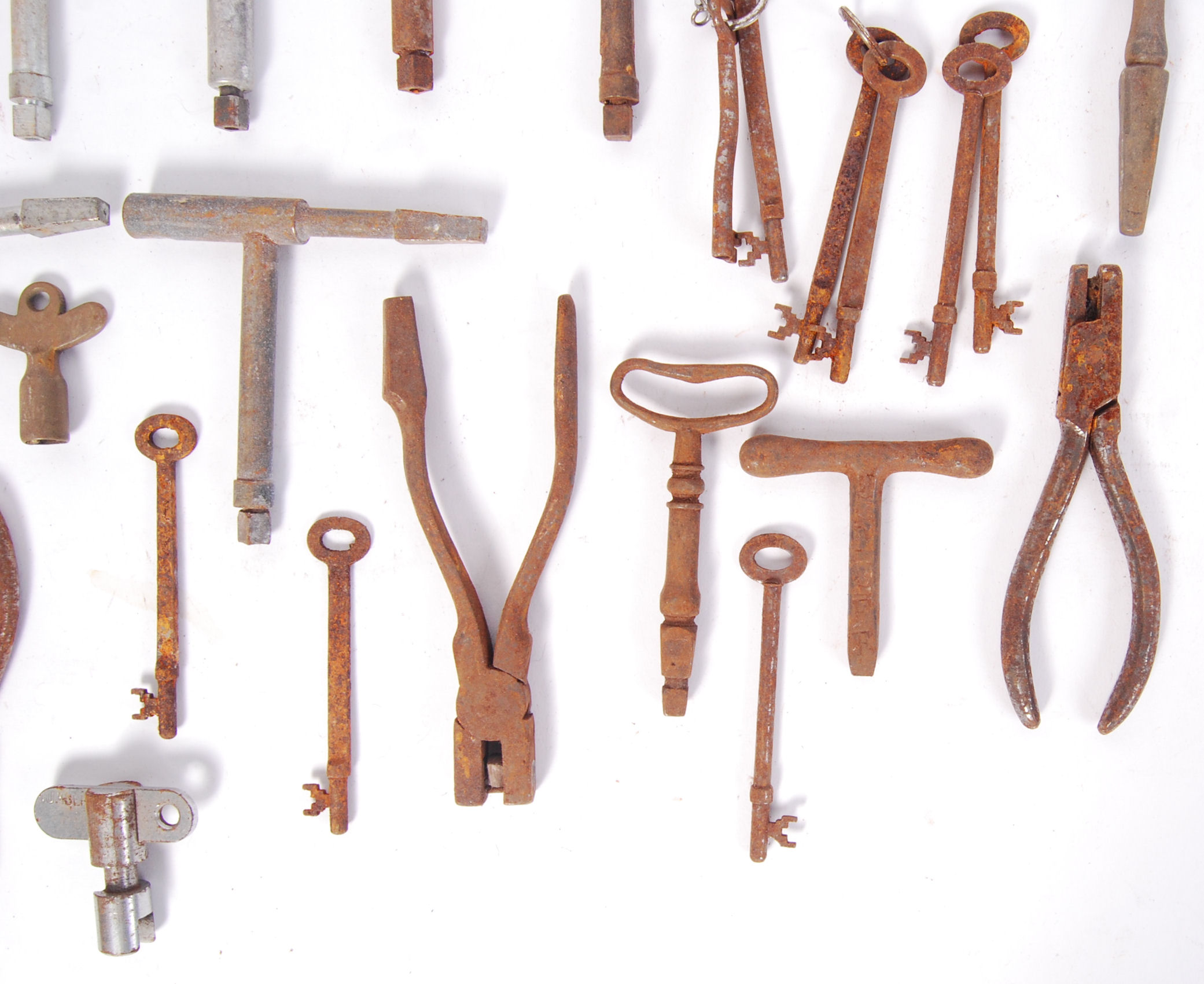 A collection of vintage railway & carriage keys to include; 7x rail key ...