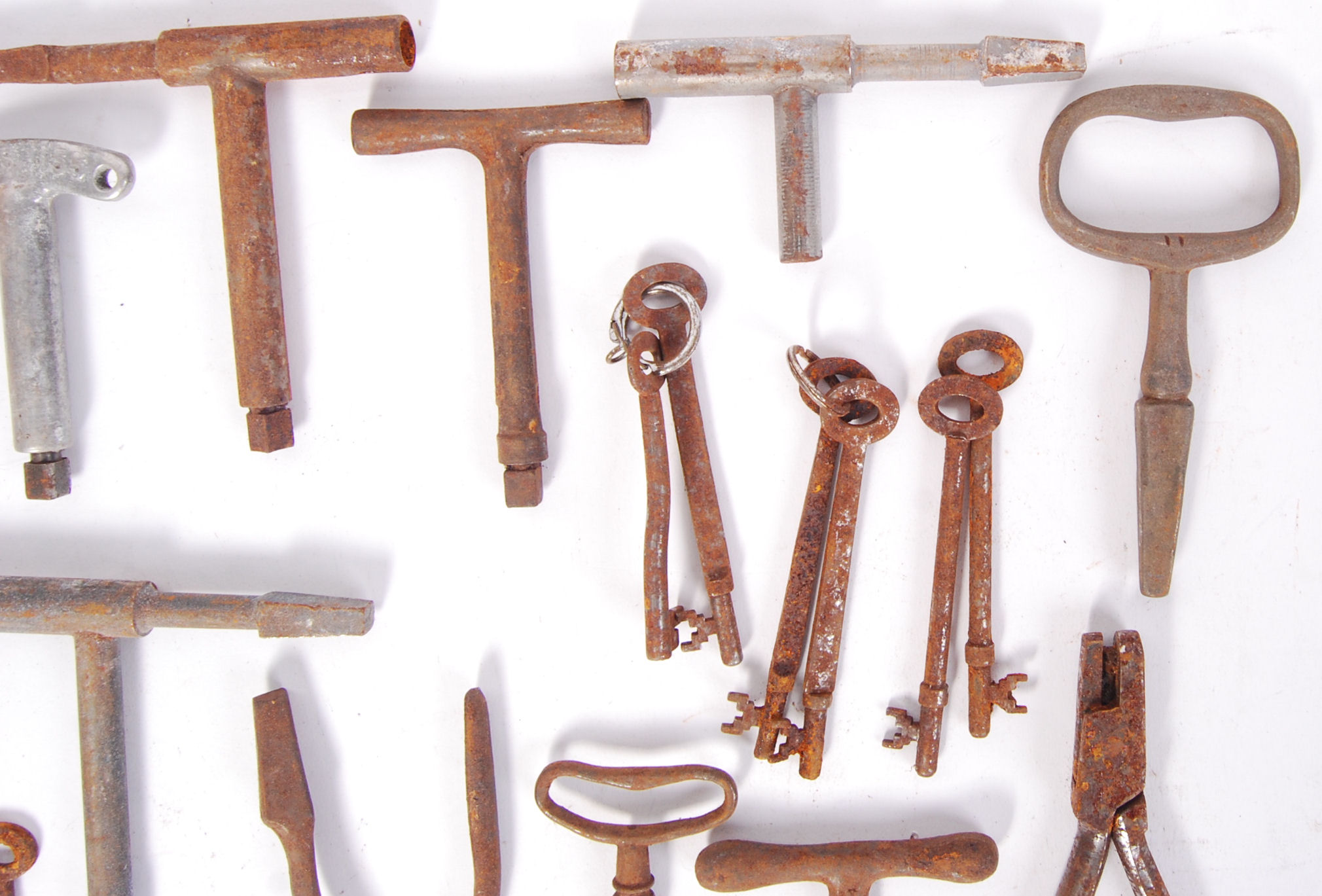 A collection of vintage railway & carriage keys to include; 7x rail key ...