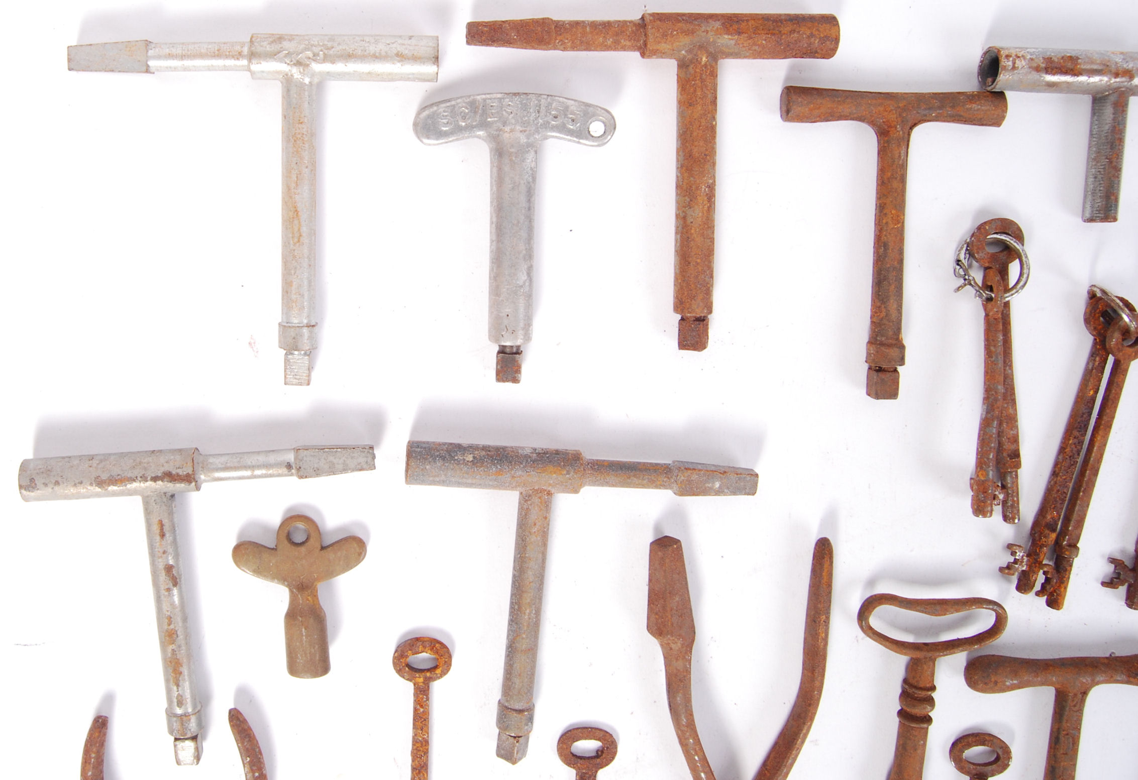 A collection of vintage railway & carriage keys to include; 7x rail key ...