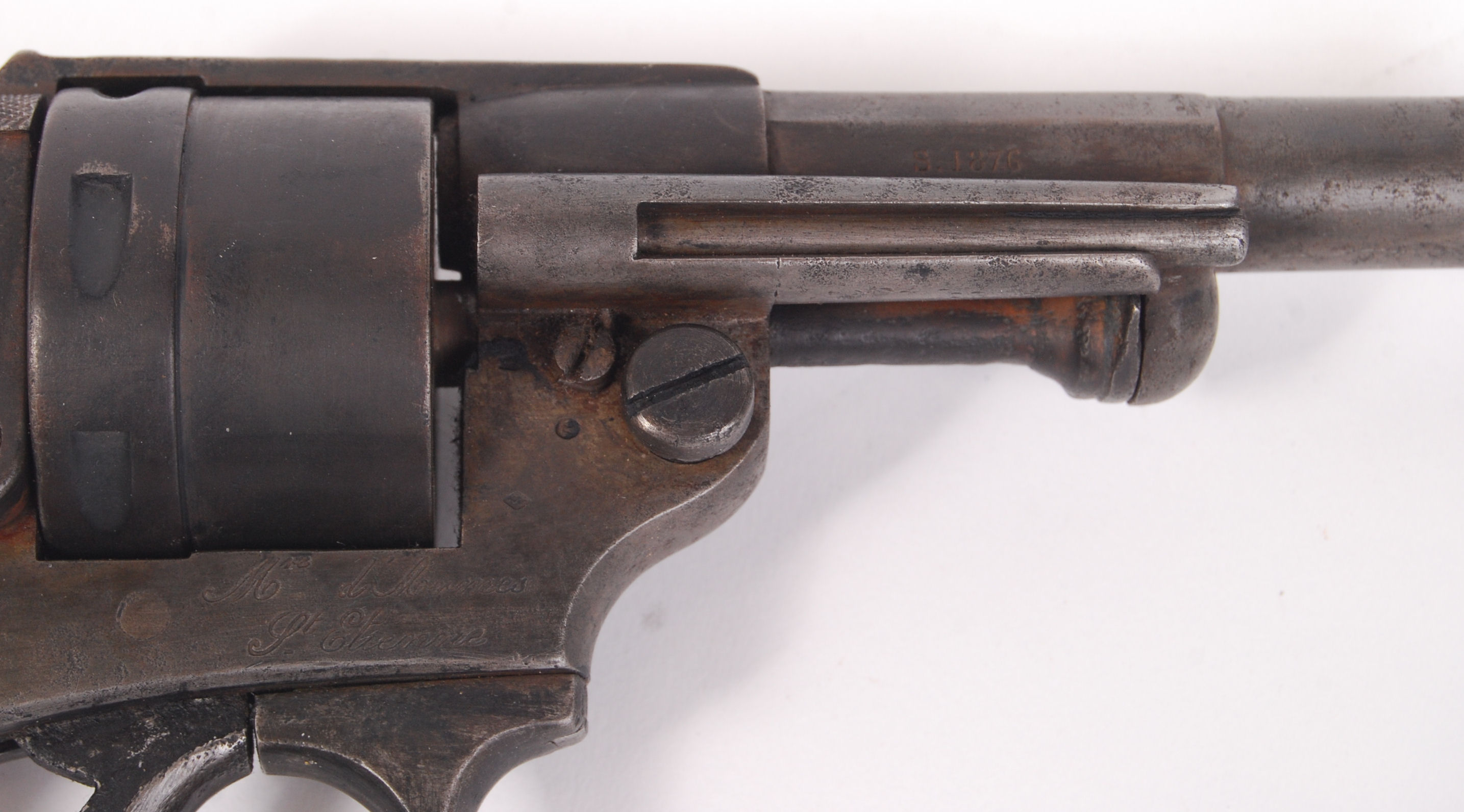 An antique 19th century French service six shot revolver / pistol ...