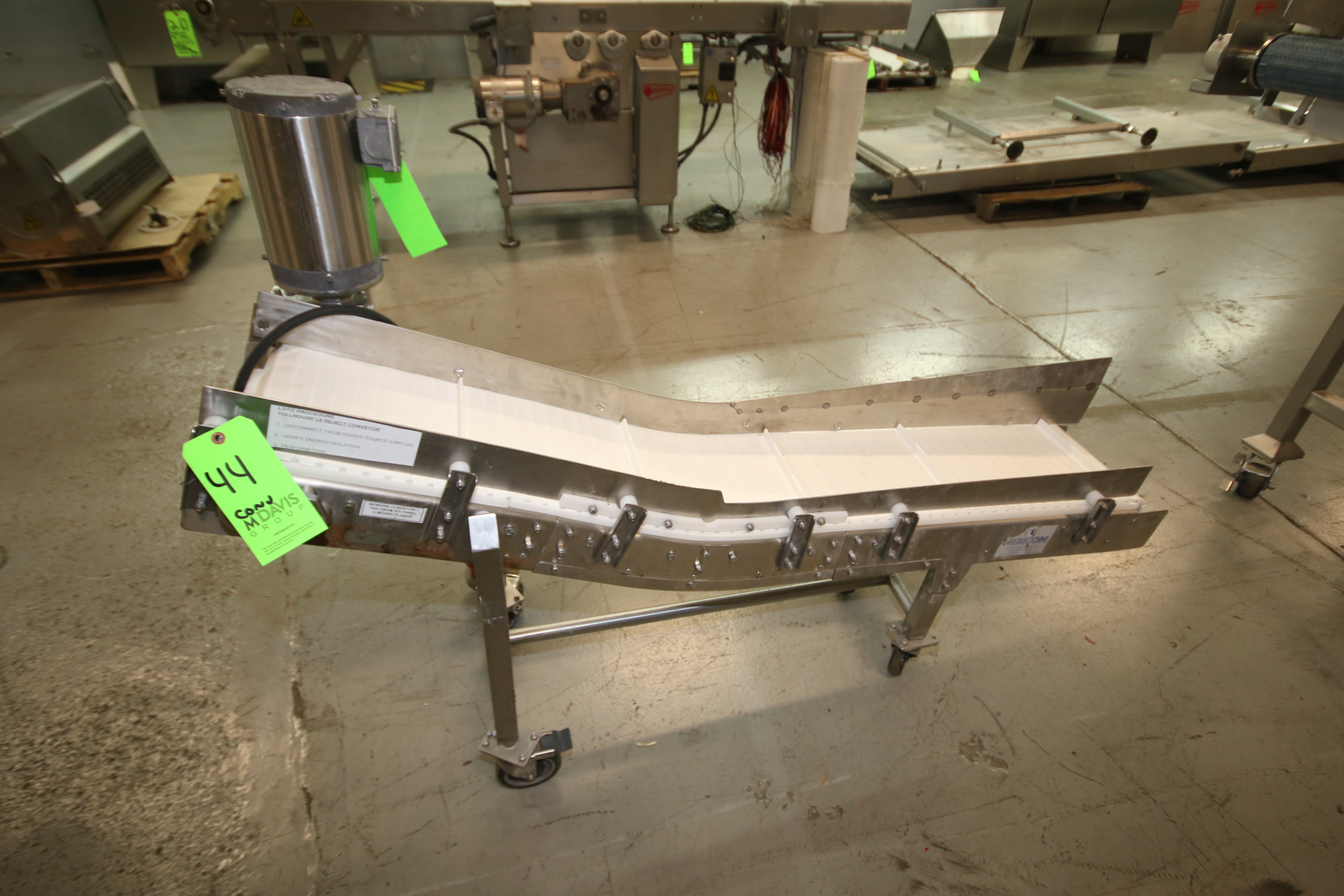 5 ft 3" L Portable Inclined S/S Product Conveyor System, with 11" W ...