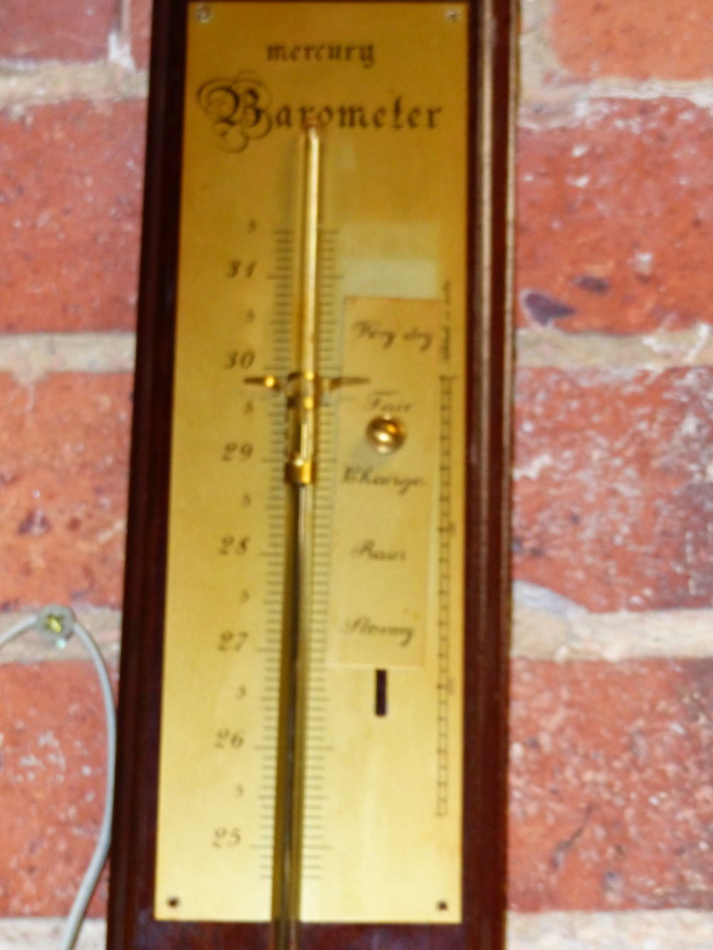 A LATE 20th.C.MAHOGANY BACKED VISIBLE TUBE STICK BAROMETER WITH ...