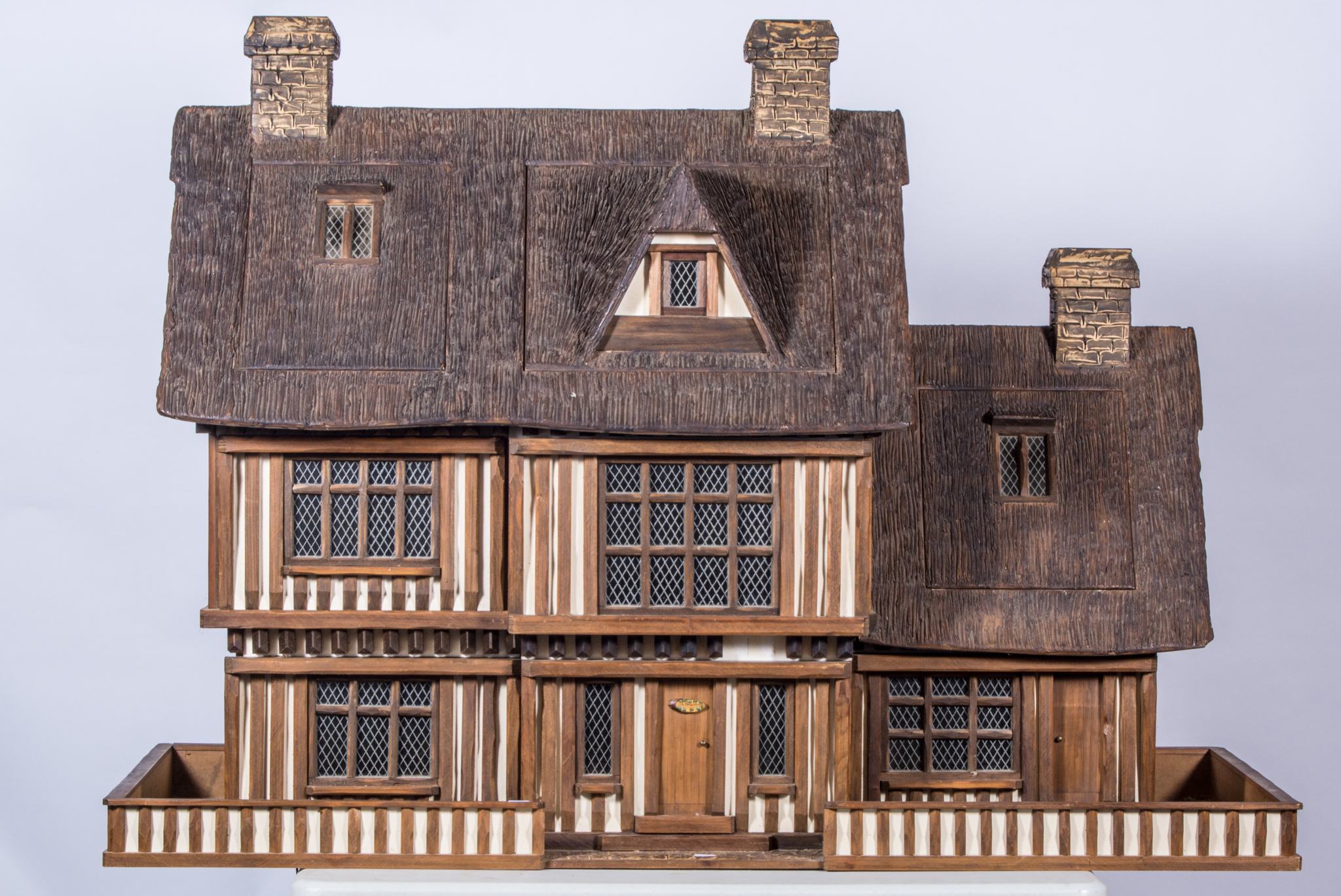 Robert Stubbs Dolls House, 'The Beam House', designed as a thatched ...