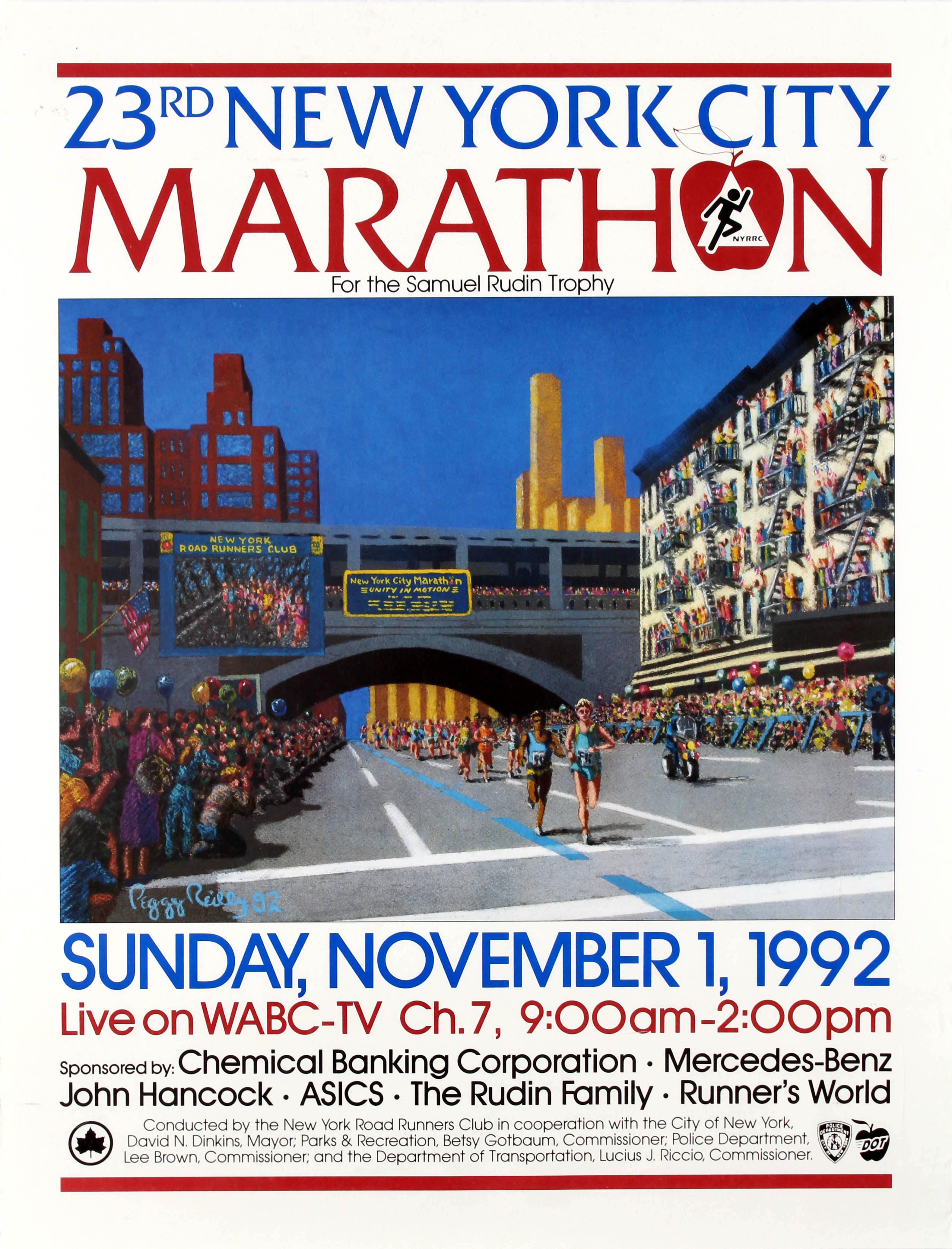 Original vintage sport poster for the 23rd New York City Marathon For ...