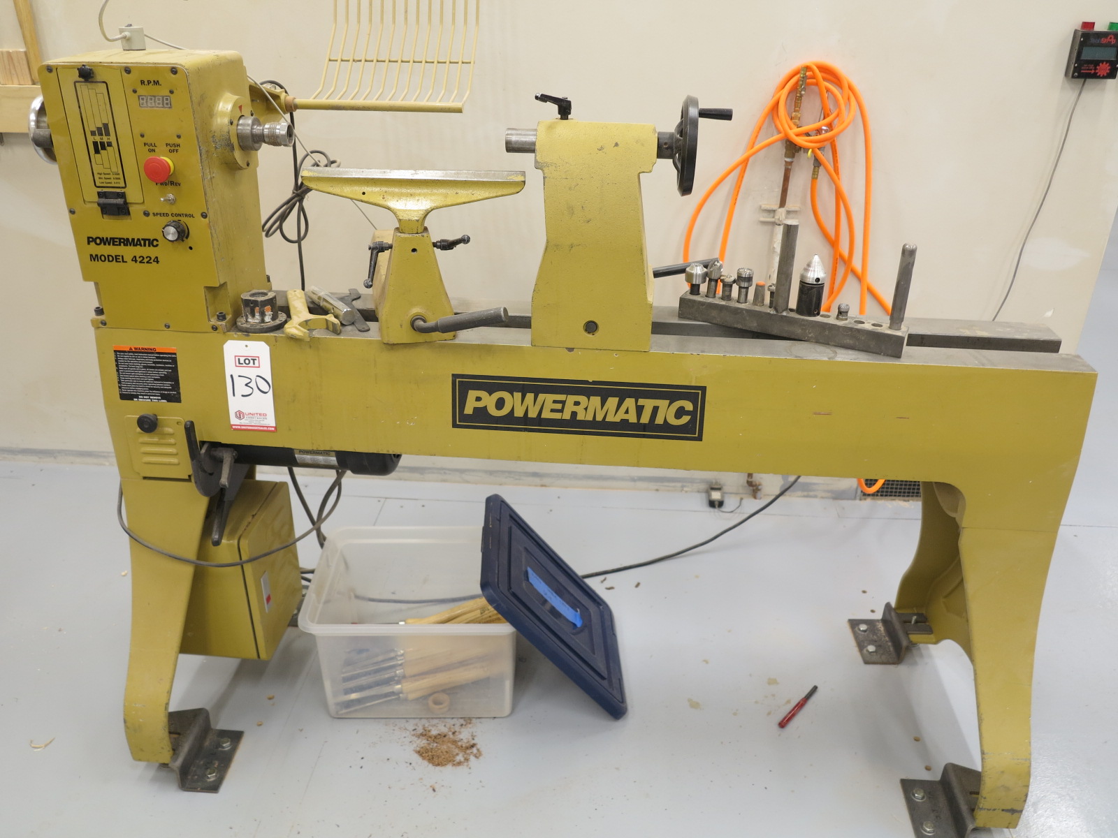 POWERMATIC WOOD LATHE, MODEL 4224, W/ LATHE TOOLS