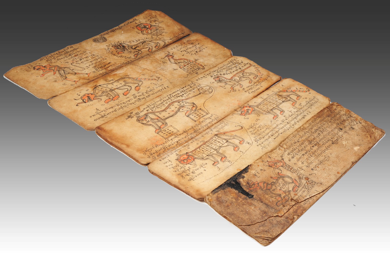 A SOUTH EAST ASIAN MANUSCRIPT ON PARCHMENT of multi-fold form with ...