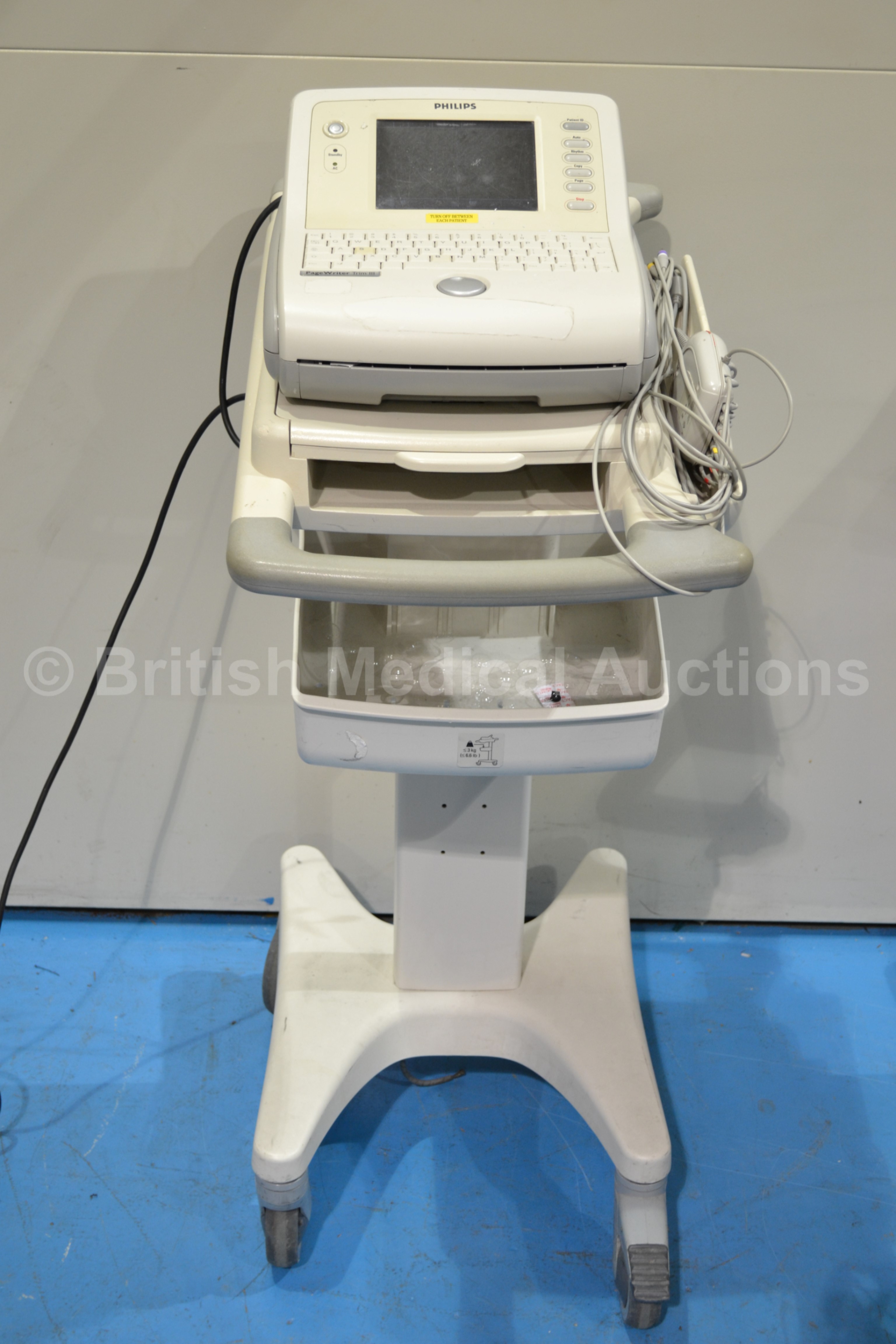 Philips Pagewriter Trim III ECG Machine On Trolley with ECG Leads ...