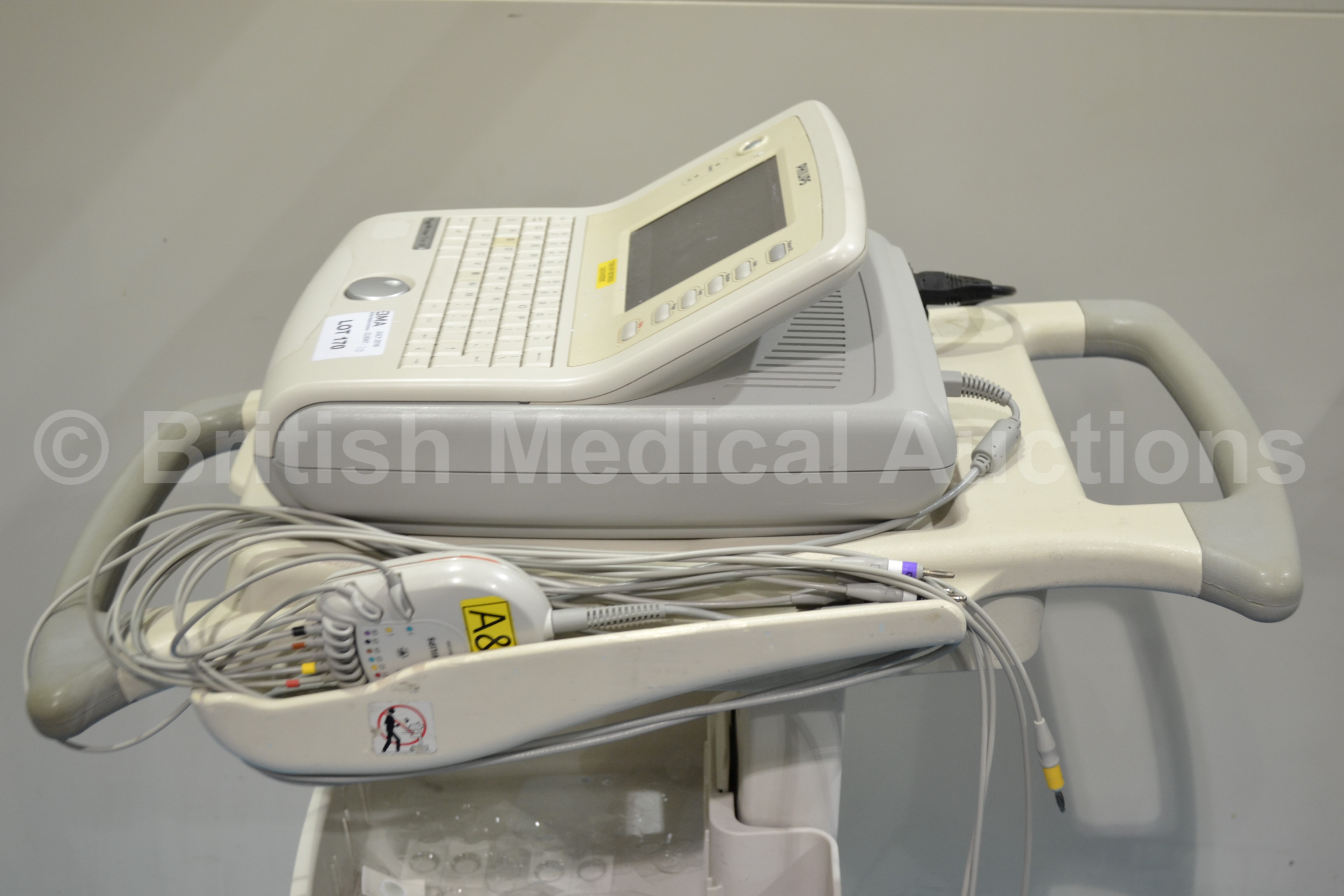 Philips Pagewriter Trim III ECG Machine On Trolley with ECG Leads (Powers Up)