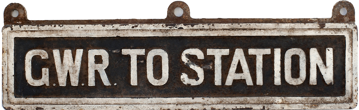 GWR cast iron sign GWR TO STATION complete with original mounting lugs ...