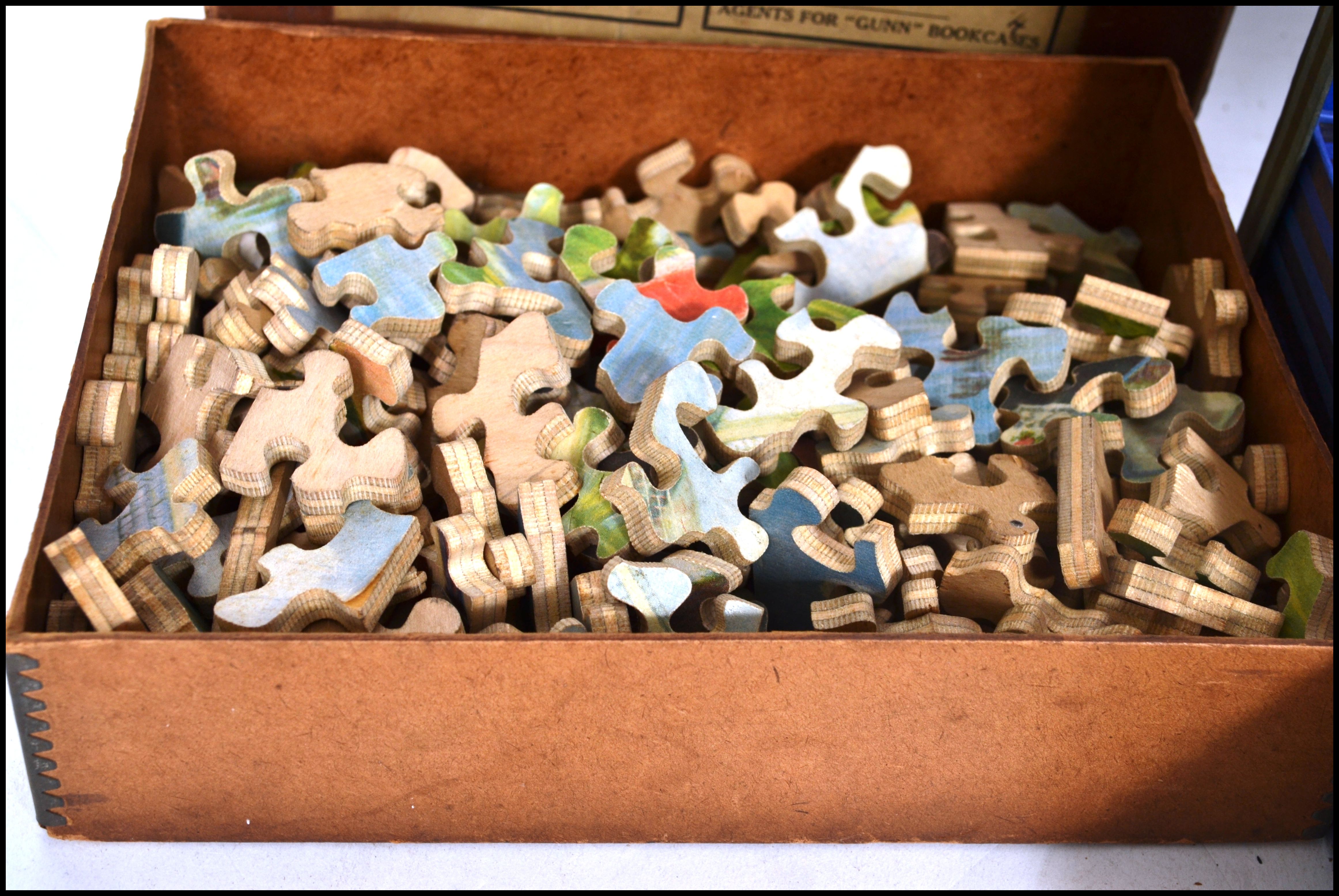 2 vintage early 20th century wooden jigsaw puzzles, one with cathedral ...